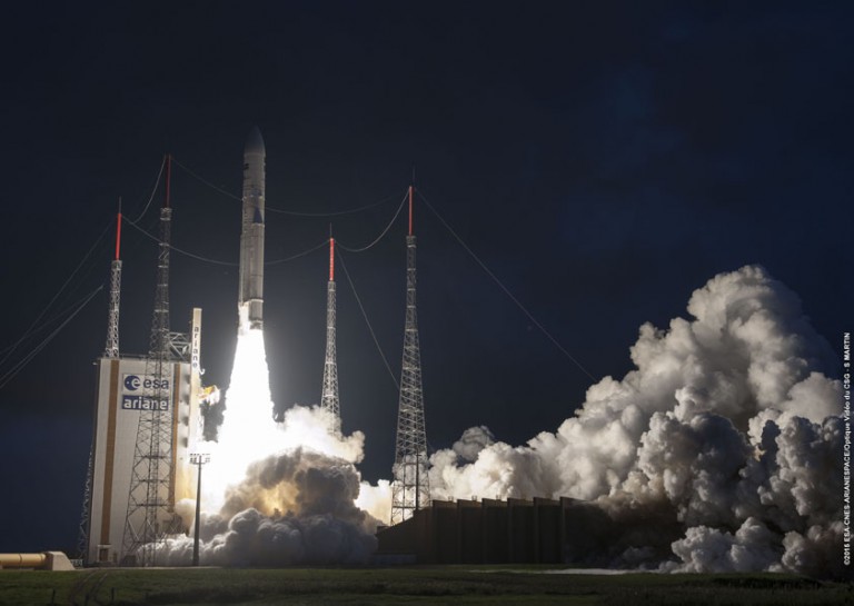 Photos: Ariane 5 rocket blazes into orbit – Spaceflight Now