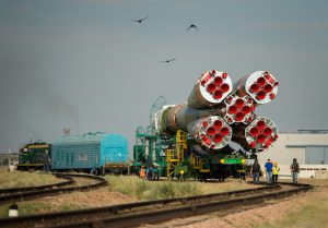 Photos: Soyuz rocket goes vertical for launch of next station crew ...