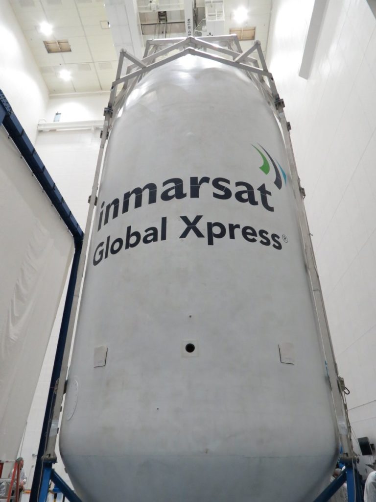 Photos: Falcon 9 rocket, fourth Inmarsat 5-series satellite prepared ...