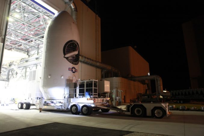 Photos: Military mini-shuttle transferred to SpaceX launch pad ...