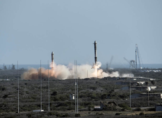 Photos: More images of Falcon Heavy’s launch and booster landings ...