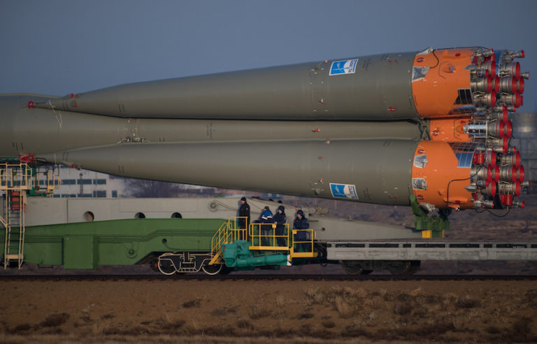 Photos: Soyuz booster rolls out for launch of space station crew ...