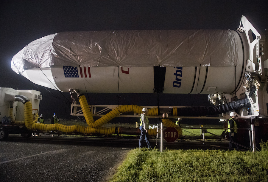 Antares rocket rolls to Virginia launch pad, liftoff delayed to Monday ...