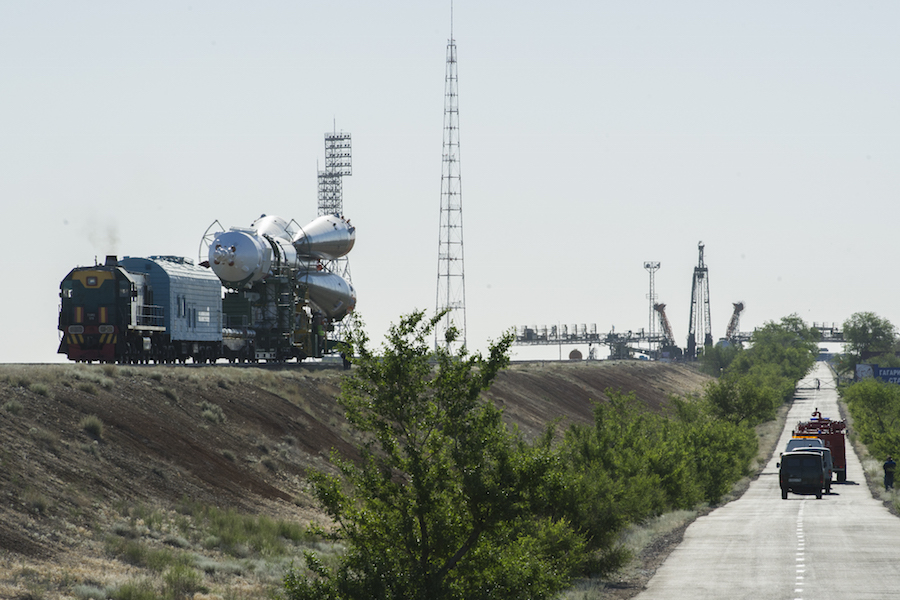 Soyuz rocket for next station crew transferred to launch pad in ...