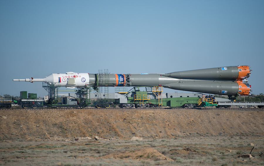 Soyuz rocket for next station crew transferred to launch pad in ...