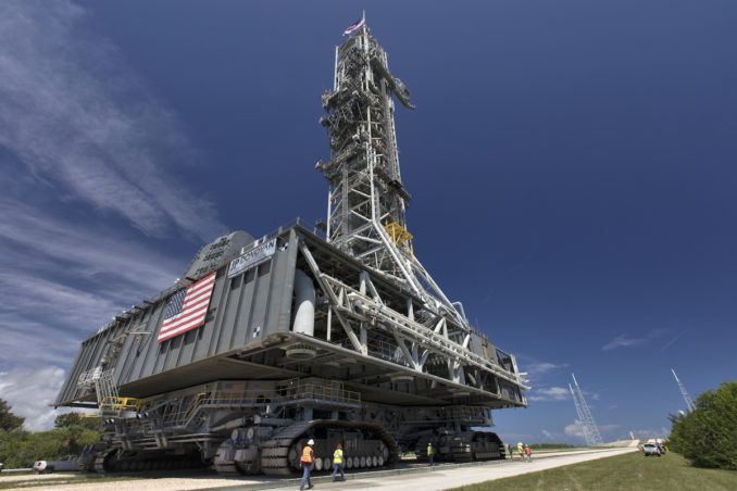 Photos: SLS mobile launch platform rolls to pad 39B – Spaceflight Now