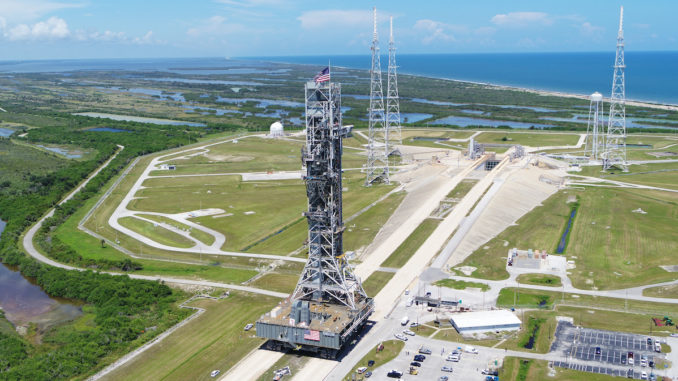 Photos: SLS mobile launch platform rolls to pad 39B – Spaceflight Now