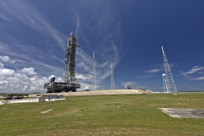 Photos: SLS mobile launch platform rolls to pad 39B – Spaceflight Now