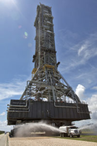 Photos: SLS mobile launch platform rolls to pad 39B – Spaceflight Now