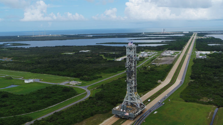 Photos: SLS mobile launch platform rolls to pad 39B – Spaceflight Now