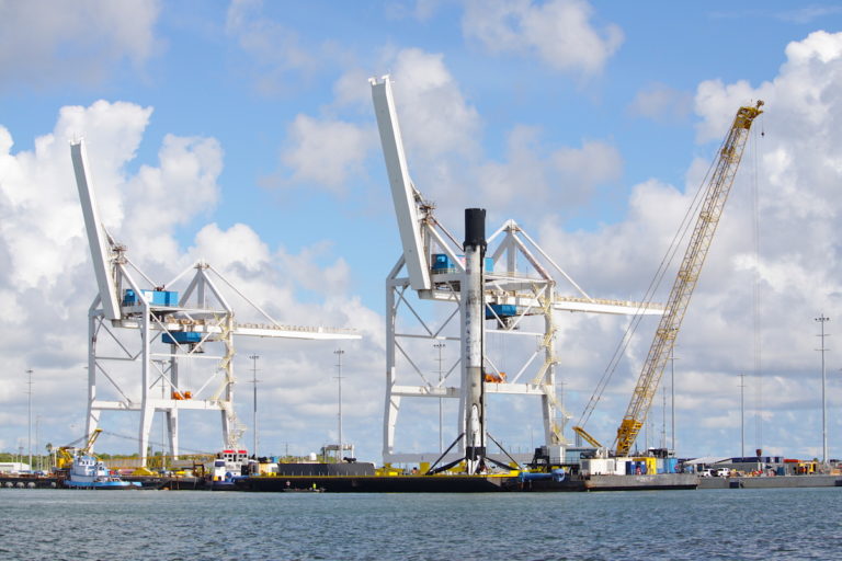 Another recovered Falcon 9 booster arrives back in port – Spaceflight Now