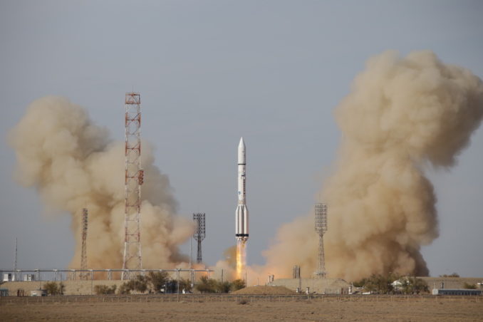 Photos: Proton fires off the launch pad with two U.S.-built satellites ...