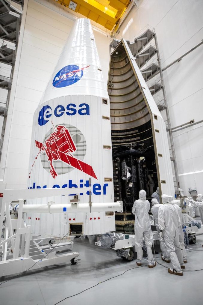 Photos: Solar Orbiter encapsulated inside launch shroud – Spaceflight Now