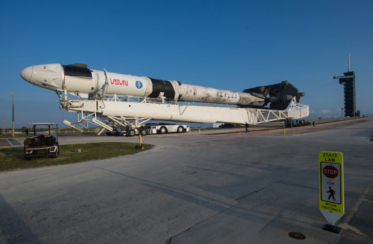 Photos: Falcon 9 and Crew Dragon roll out to pad 39A – Spaceflight Now