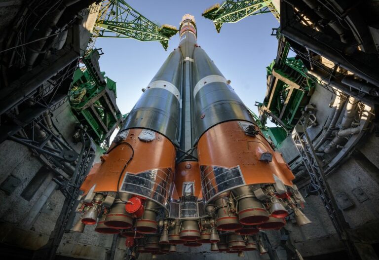 Soyuz rocket rolls out for launch of Russian-American crew to space ...