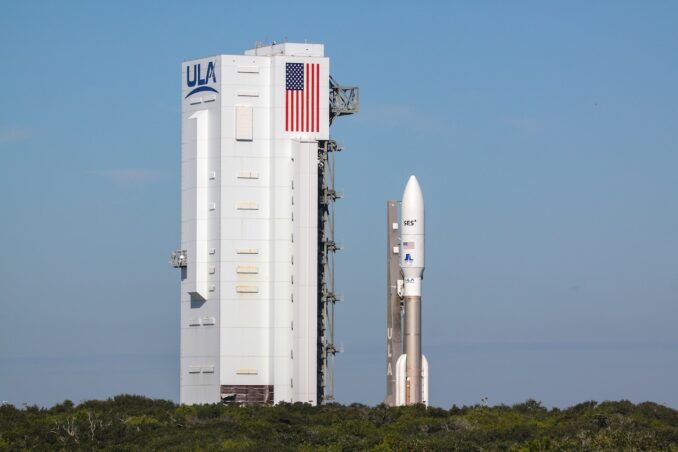 Atlas 5 rocket rolls launch pad at Cape Canaveral with two SES comsats ...
