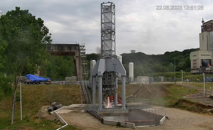 First hot-fire test of Europe’s reusable methane-fueled Prometheus ...